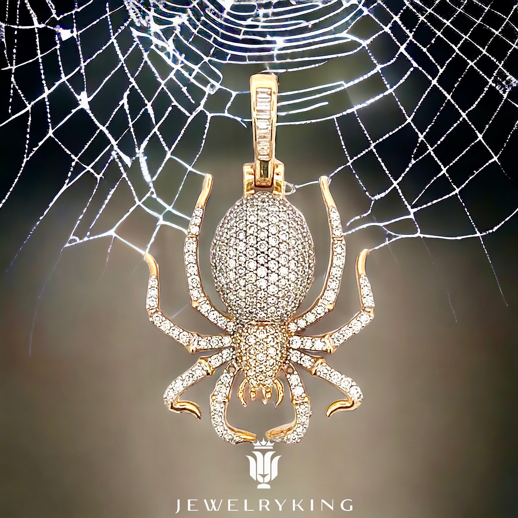 14K Yellow gold diamond spider pendant 3.16Cts – Jewelry King inc.